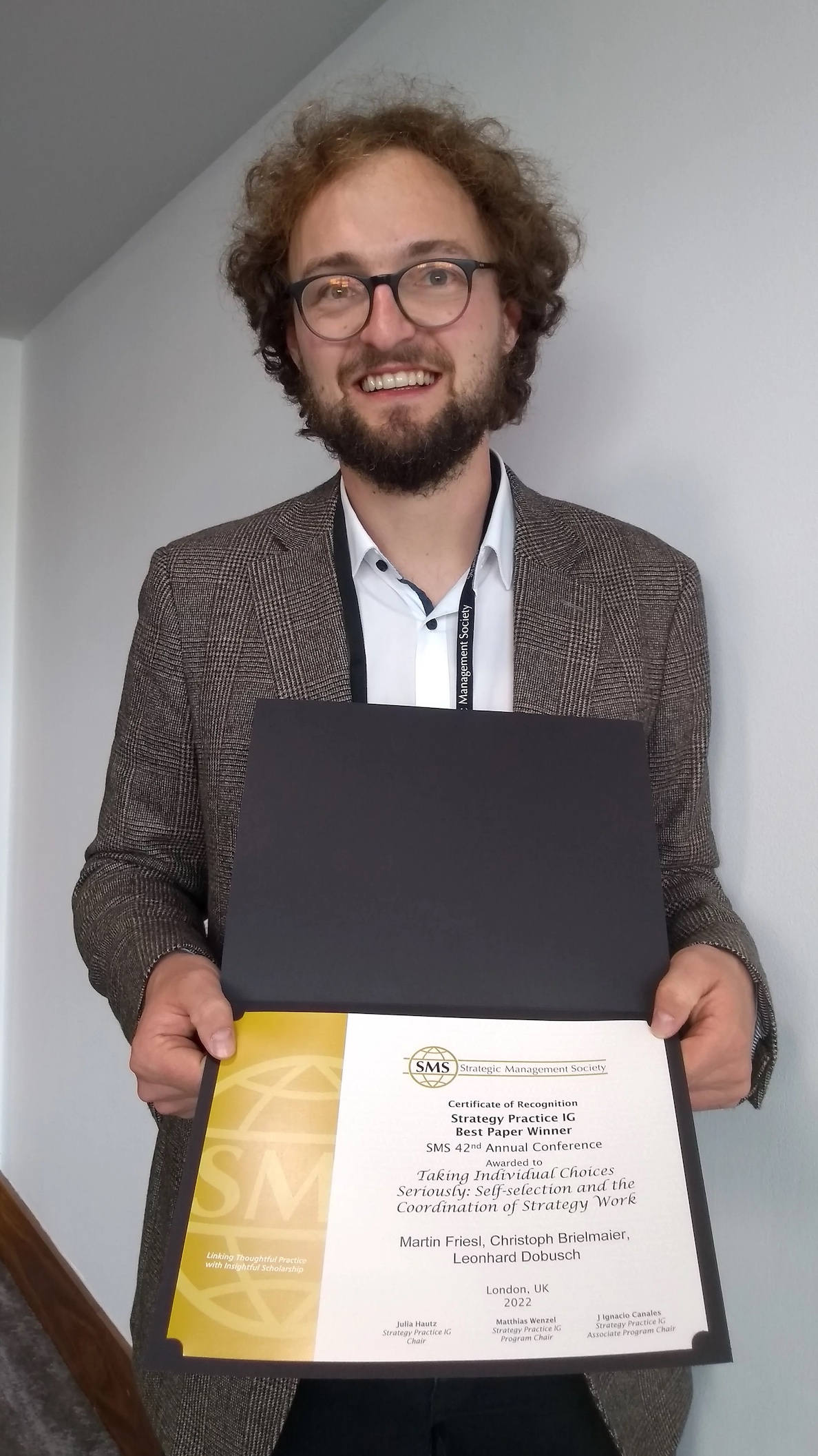 Best Paper Award at SMS 2022 for Paper “Taking individual choices ...